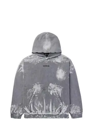 Balenciaga Logo-print Distressed Cotton-jersey Hoodie - Gray