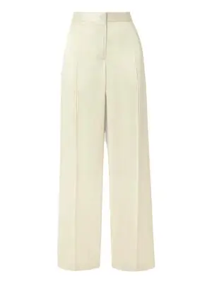 JIL SANDER Pleated Satin Straight-leg Pants - Neutrals