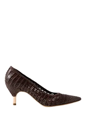 Gabriela Hearst Andres Woven Leather Pumps - Brown
