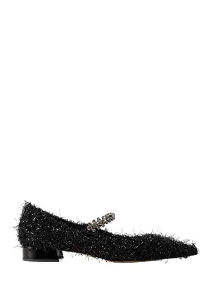 JIMMY CHOO Bing 25 Crystal-embellished Tinsel Pumps - Black