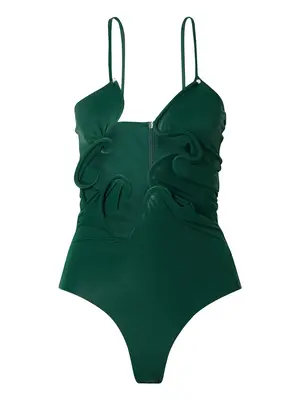 Christopher Esber Venus Faux Pearl-embellished Cutout Bodysuit - Green