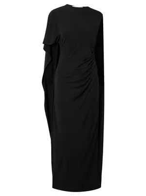 Stella McCartney Asymmetric Cape-effect Stretch-satin Gown - Black