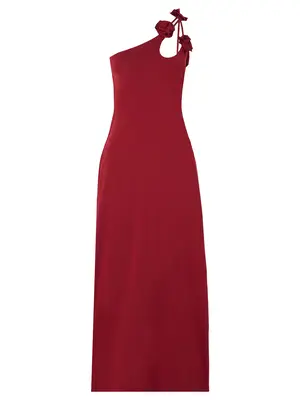 MAYGEL CORONEL Celosía One-shoulder Appliquéd Midi Dress - Red