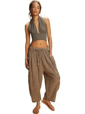 Free People Quinn Striped Pants - Charcoal