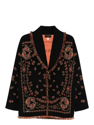 Alanui Bandana Jacquard Cardigan - Black