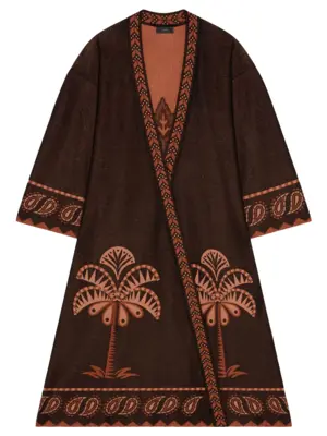 Alanui Graphic Print Robe Dress - Brown