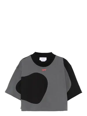 OFF-WHITE Off-White Color-Block Cropped T-Shirt