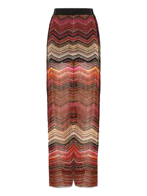 Missoni Zigzag Lamé Palazzo Pants - Red