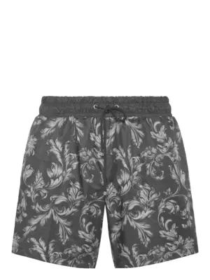 BILLIONAIRE Baroque-print Swim Shorts - Black