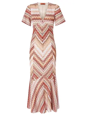Missoni Zigzag-pattern Maxi Dress - Brown