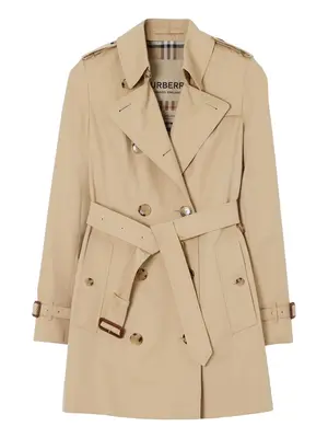 Burberry Gabardine Chelsea Short Trench Coat - Yellow
