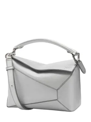 Loewe Small Metallic Leather Puzzle Top-handle Bag - Silver