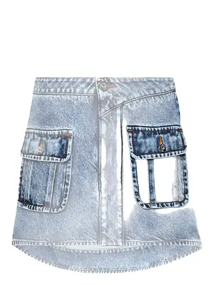 JW Anderson Curved Mini Denim Skirt - Blue