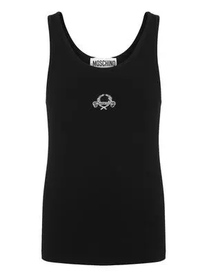 Moschino Logo-embroidered Tank Top - Black
