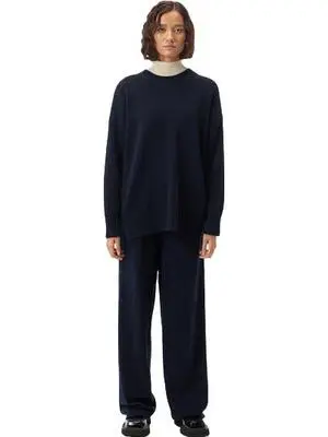 GOBI MONGOLIAN CASHMERE Loose-fit Cashmere Crewneck Sweater - Navy