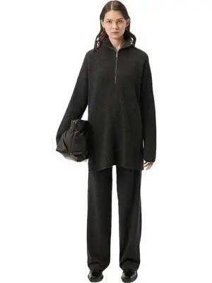 GOBI MONGOLIAN CASHMERE Cashmere Quarter-Zip Sweater Charcoal