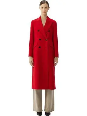 GOBI MONGOLIAN CASHMERE Cashmere Peak Lapel Long Coat - Red