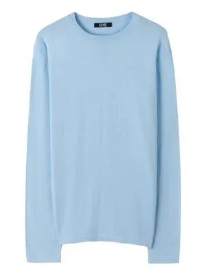 GOBI MONGOLIAN CASHMERE Cotton Silk Cashmere Blend Crewneck Sweater - Aquamarine