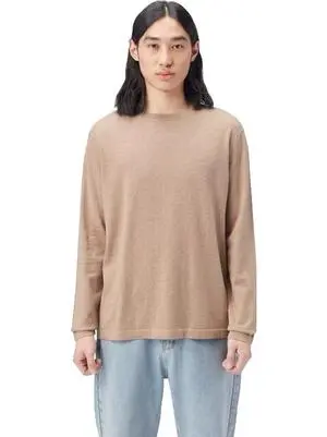 Gobi Cashmere Cotton Silk Cashmere Blend Crewneck Sweater Timber Wolf