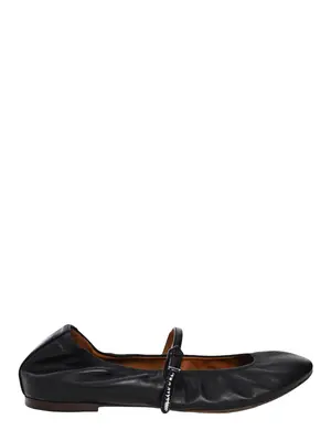 LANVIN Leather Ballerina Flats - Black