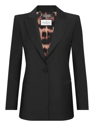 Philipp Plein Skull-strass Wool Blazer - Black