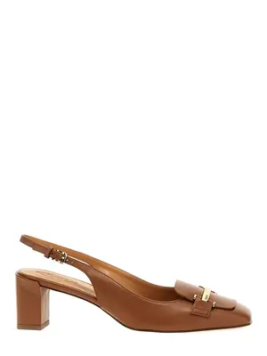 TOD'S 50mm Leather Slingback Pumps - Brown