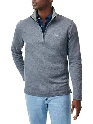 Brooks Brothers Heathered Piqué Half Zip Pullover - Navy