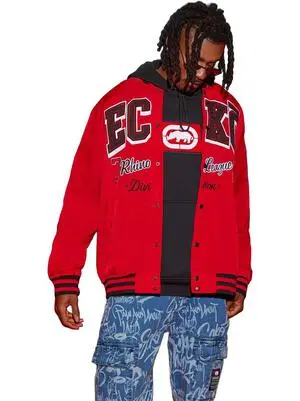 ECKO UNLTD. Ecko Unltd. Classic Nylon Varsity Jacket True Red