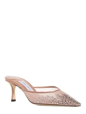 JIMMY CHOO Vivi 65 Crystal Mules - Ballet Pink