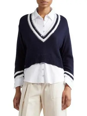 CINQ À SEPT Cinq À Sept Santina Sequin Layered Sweater
