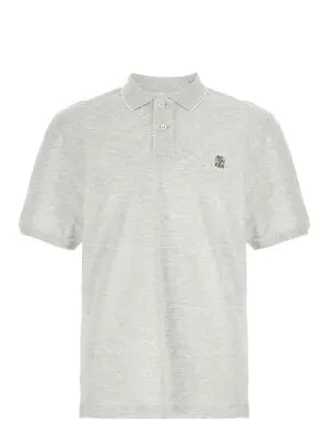Brunello Cucinelli Logo Piqué Polo Shirt - Grey