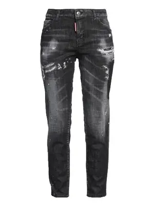 Dsquared2 Skinny Jeans With Leather Trims - Black