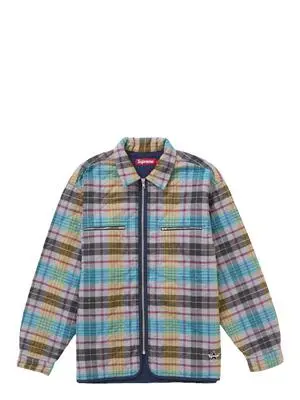 Supreme Quilted Flannel Zip Up Shirt - Multicolor
