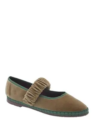 FLABELUS Mafalda Mary Jane Flat - Mossy
