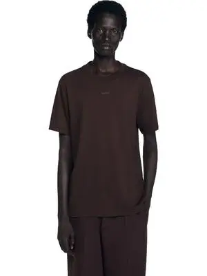 Sandro Cotton T-shirt With Logo - Chocolate