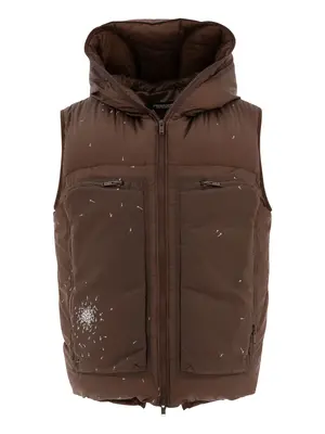 UNDERCOVERISM Padded Vest With Cross Print - Brown