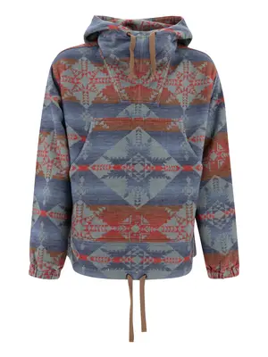 BEAMS Mil Smock Jacquard Shaggy Hoodie - Blue