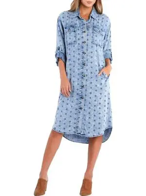 BILLY T All Good Star Print Denim Shirtdress - Star Rizz