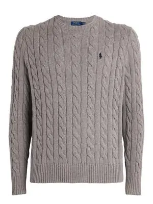 Polo Ralph Lauren Cable-knit Polo Logo Sweater - Grey