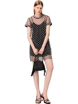 Maje Embroidered Tulle Mini Dress - Black