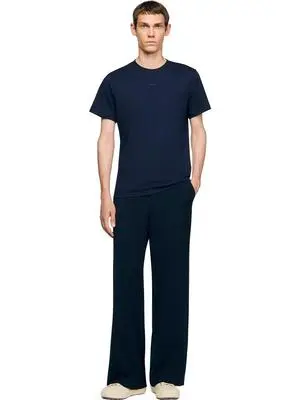 Sandro Cotton T-shirt With Logo - Midnight Blue