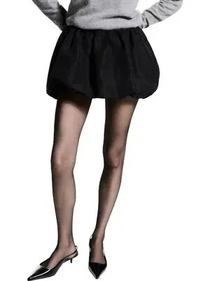Mango Low Rise Balloon Miniskirt - Black