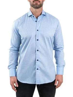 MACEOO Einstein Jacqpointsquare Button-up Shirt - Blue