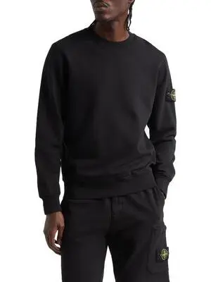 Stone Island Compass Logo Patch Fleece Sweatshirt - Black