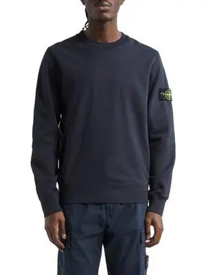 Stone Island Compass Logo Patch Fleece Sweatshirt - Navy Blue