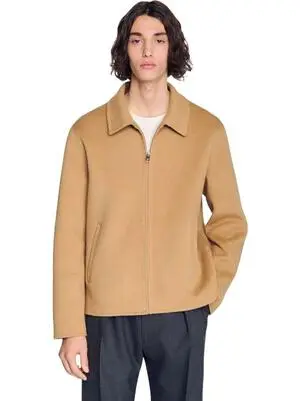 Sandro Double-faced Wool Zip-up Jacket - Camel