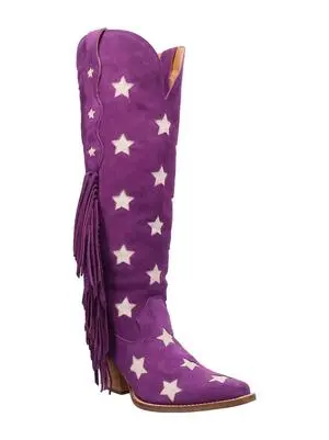DINGO Dingo Super Star Knee High Western Boot Purple