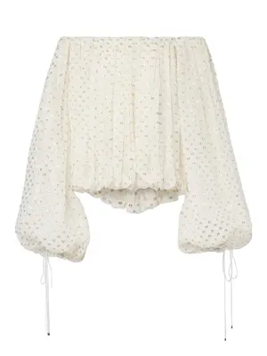 Chloé Polka-dot Silk-blend Muslin Top - White