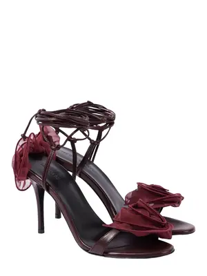 Magda Butrym Magda Butrym 90 Floral-appliqué Leather Sandals Burgundy