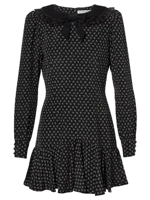 Alessandra Rich Floral Silk Minidress - Black